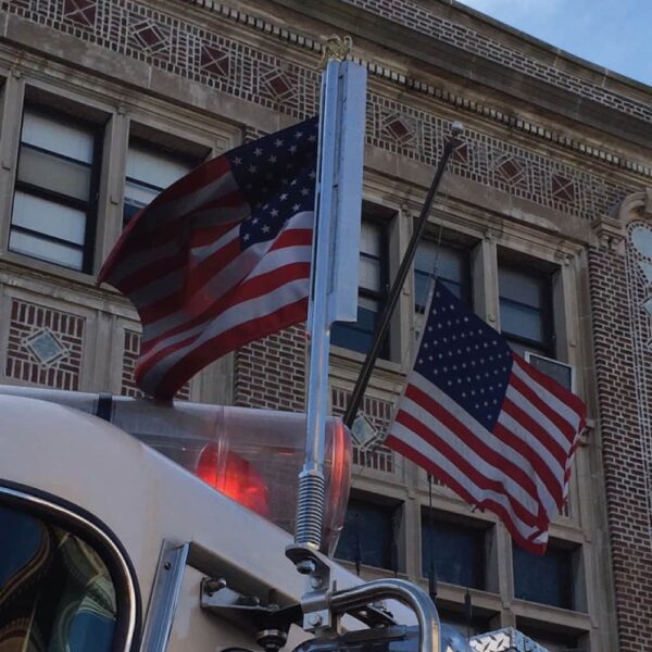 Fire Truck Flag Mount With US 11.5x15 Flag