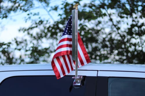 #1 Car Flag Mount, Vibrant Flags Last 50k Miles, Learn More!